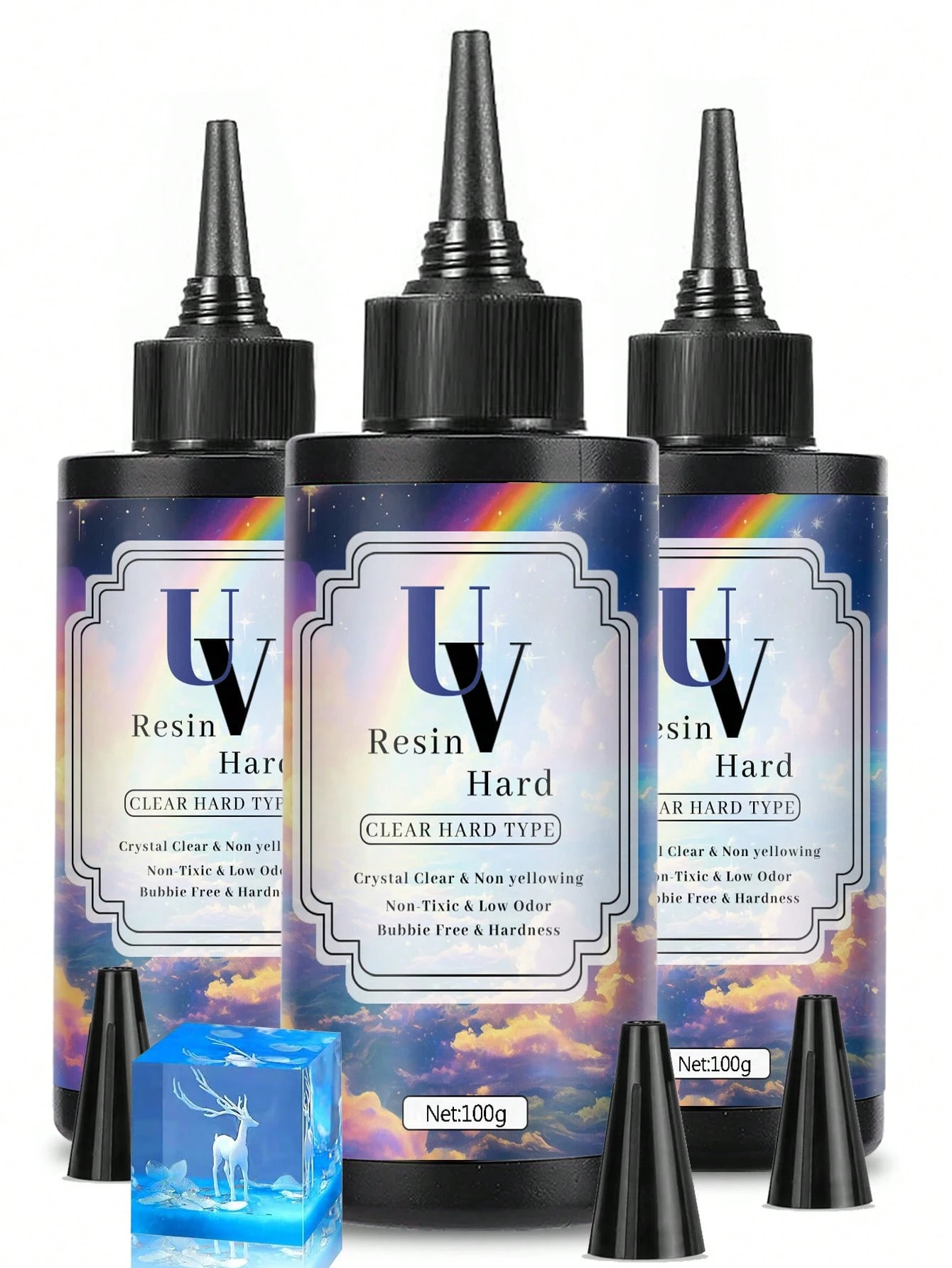 Resina epoxi UV endurecida para joyería y manualidades, tipo duro, de cristal transparente, con ...