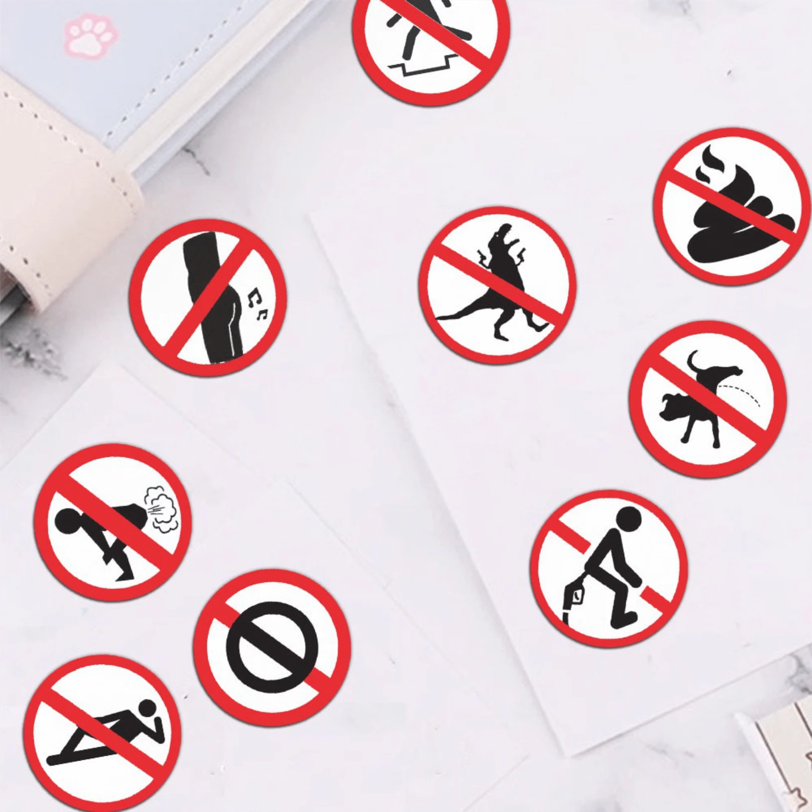 62pcs Funny Prohibited Sign Stickers, Warning Graphic Labels For ...