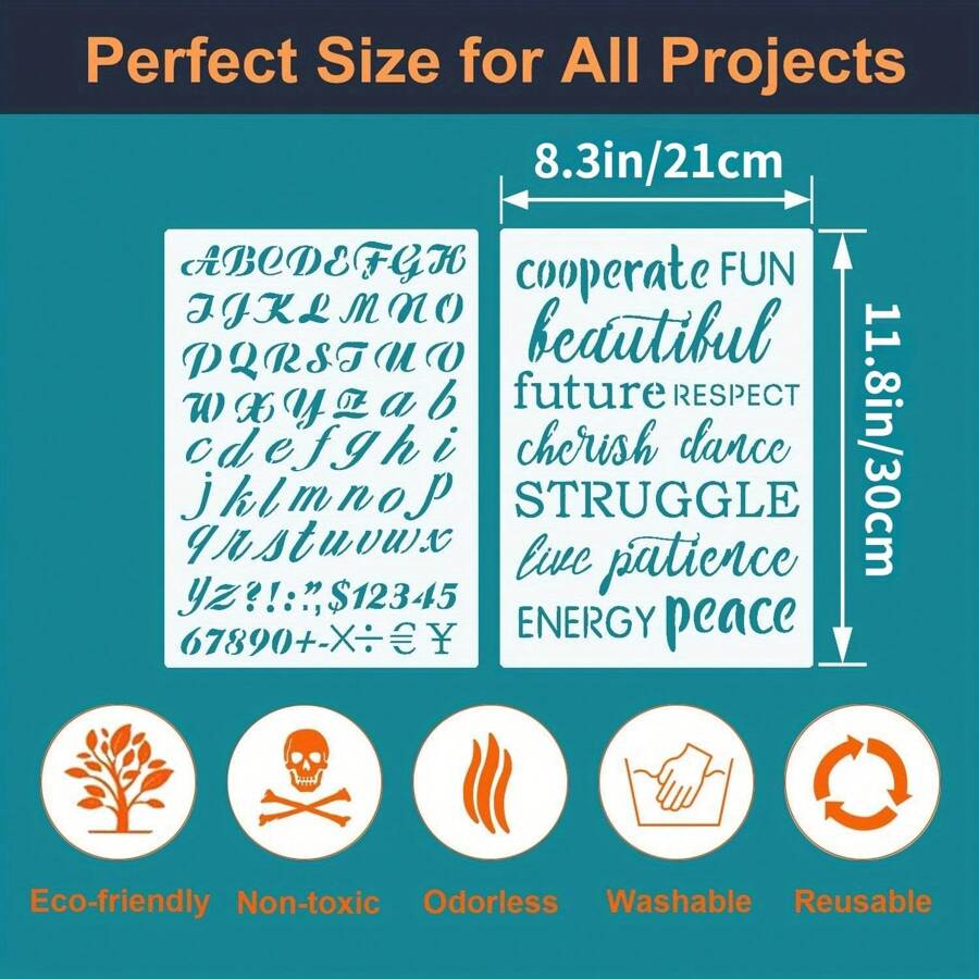 6 Pieces Word Stencils For Painting Decors, 11.8 X 8.3 Inch ...