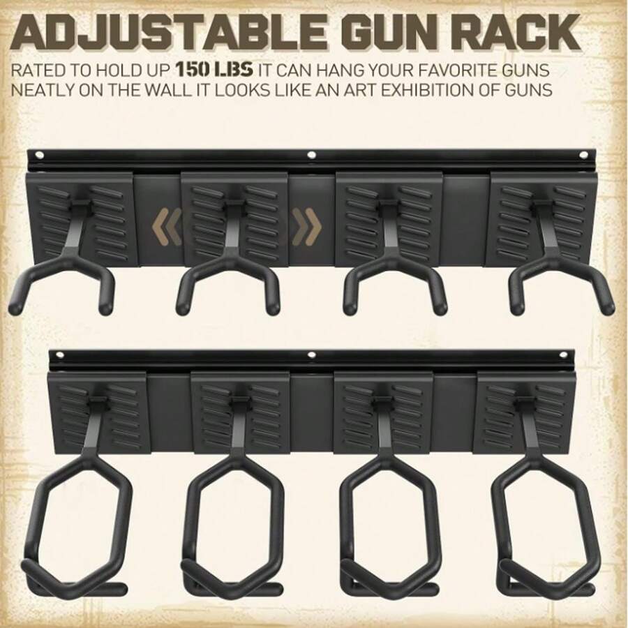 XDOVET 8-Slot Gun Rack For Wall, Adjustable Indoor Wall Mount Gun Rack ...