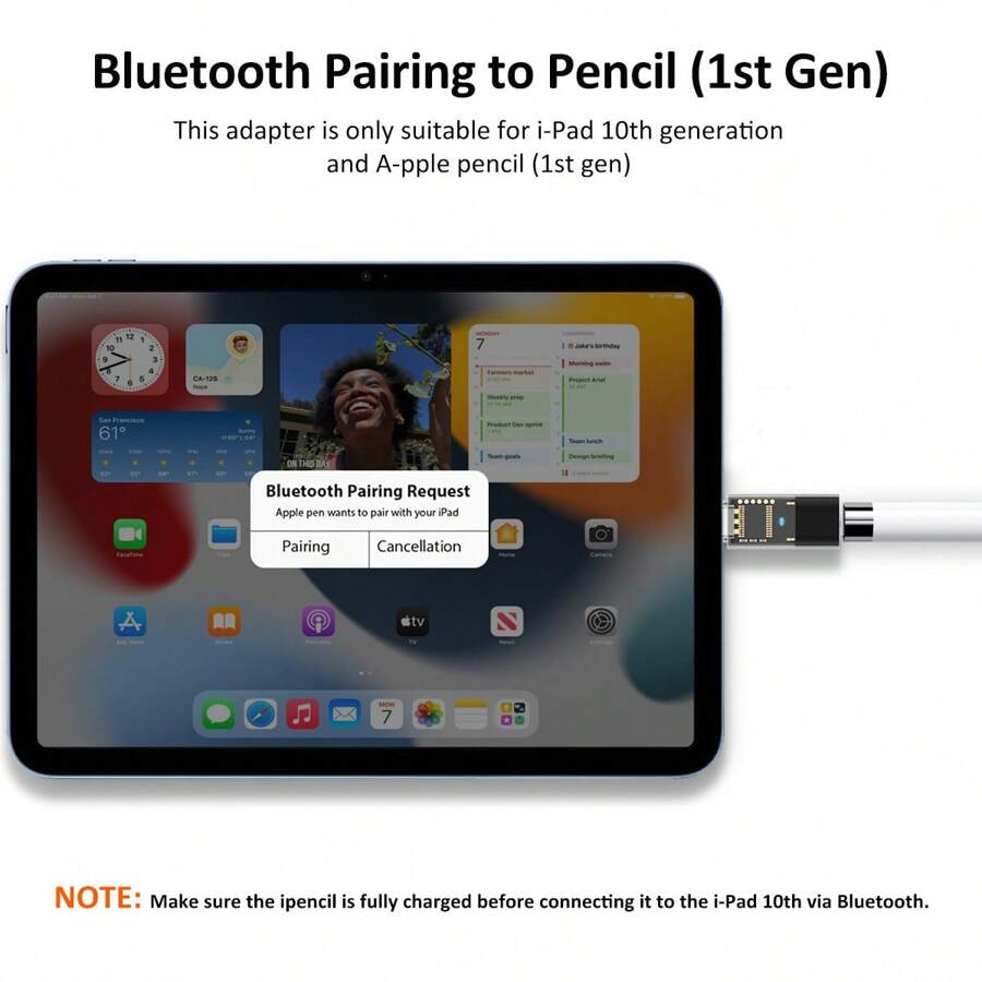 Adaptateur de crayon USB C Type-C vers chargeur IPencil compatible avec Apple Pencil 1ère ...
