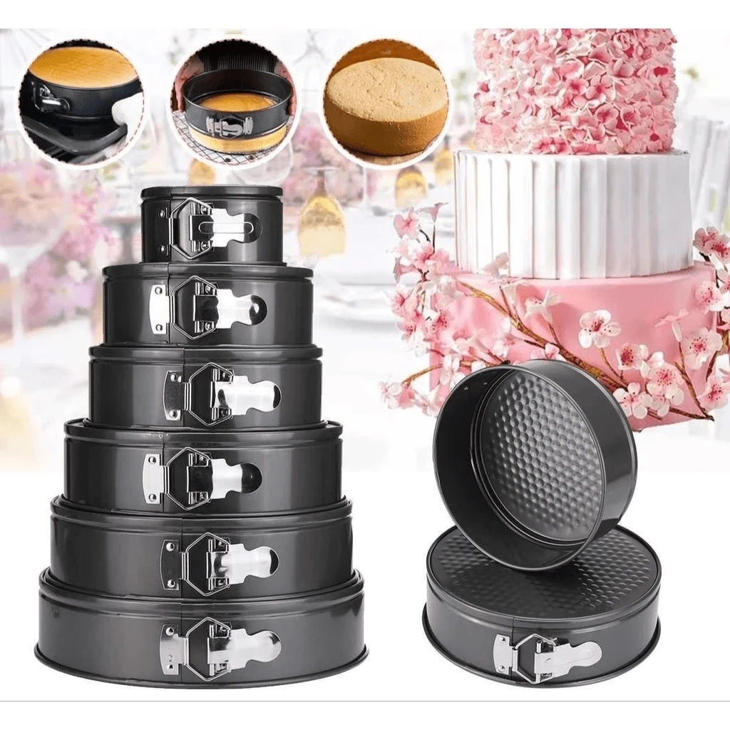 Kit Of 6 Non-Stick Carbon Steel Cake And Pie Pans With Removable Bottom ...