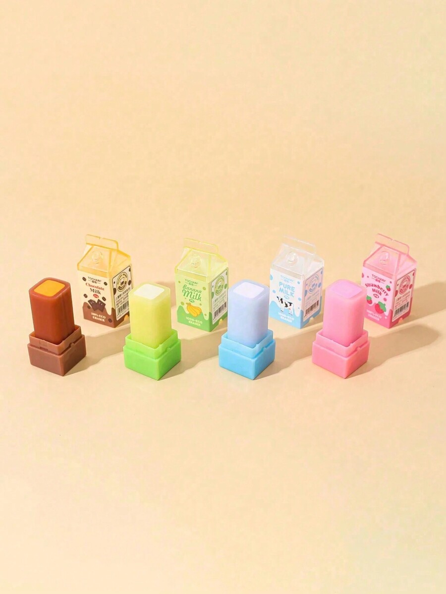 2 Packs Cartoon Milk Shape Erasers, Random Colors, Cute Student ...