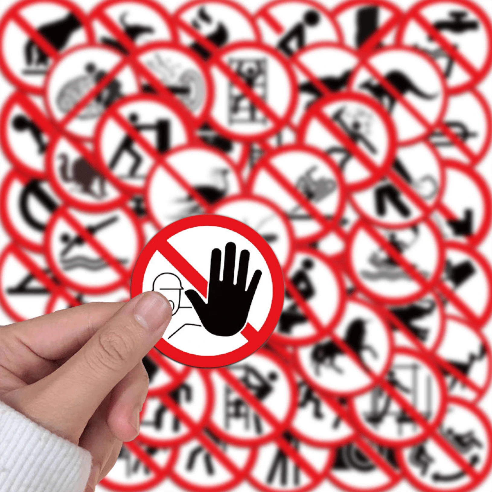 62pcs Funny Prohibited Sign Stickers, Warning Graphic Labels For ...