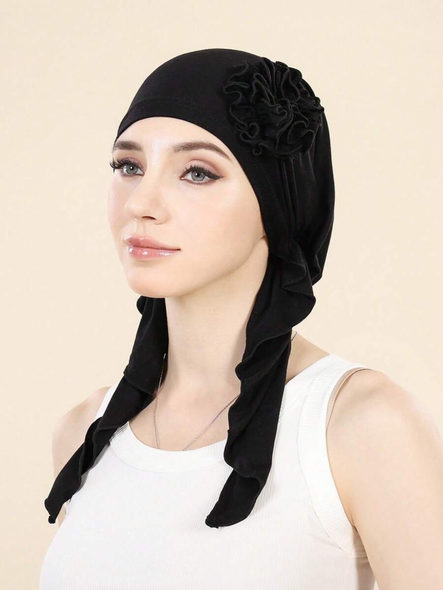 New Cross-Border Modal Large Floral Airplane Cap, Solid Color Long Tail Cap, Middle East Curved ...