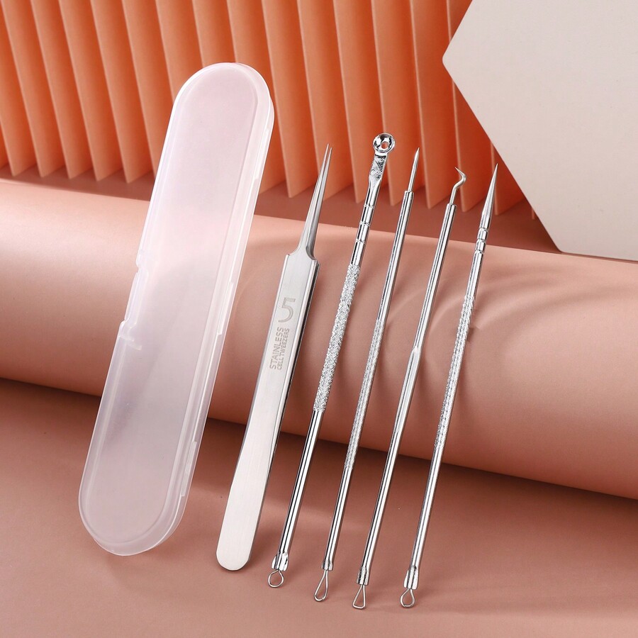 Stainless Steel Pimple Extractor Tool Set - Includes Blackhead Comedone ...