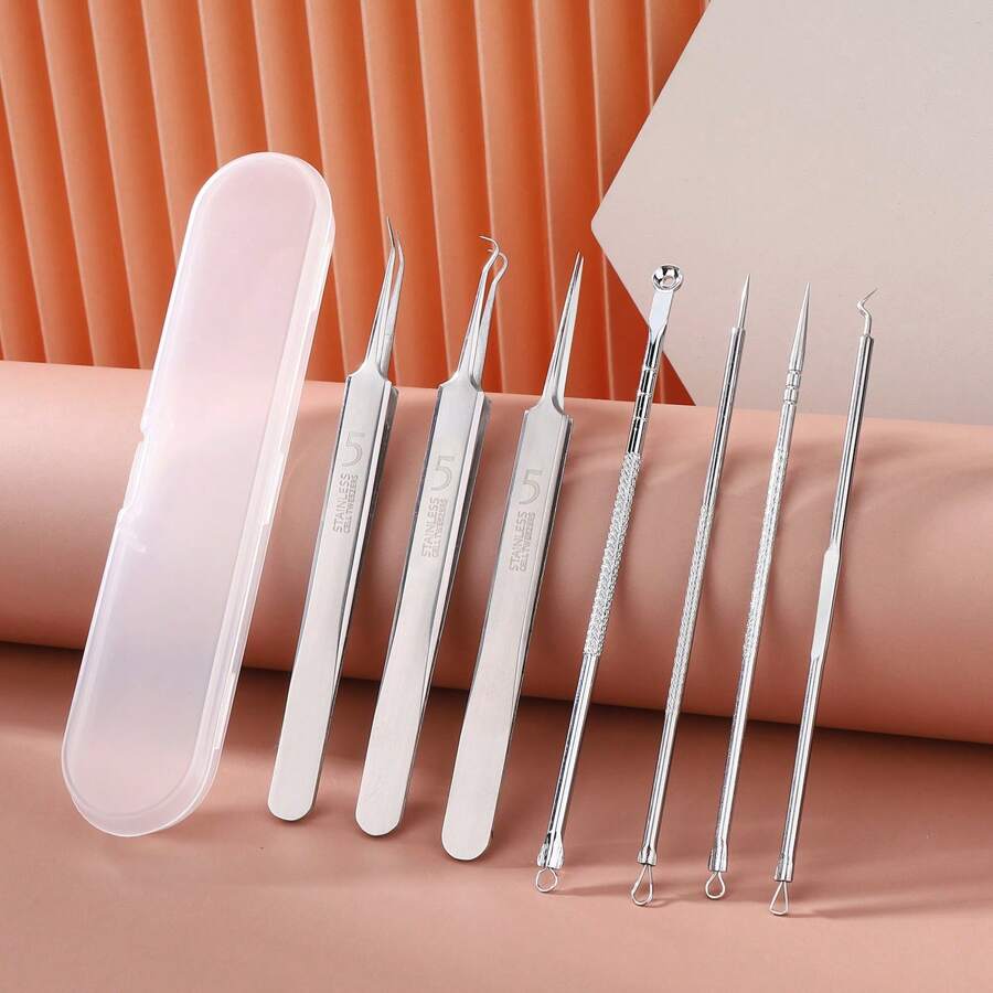 Stainless Steel Pimple Extractor Tool Set - Includes Blackhead Comedone ...