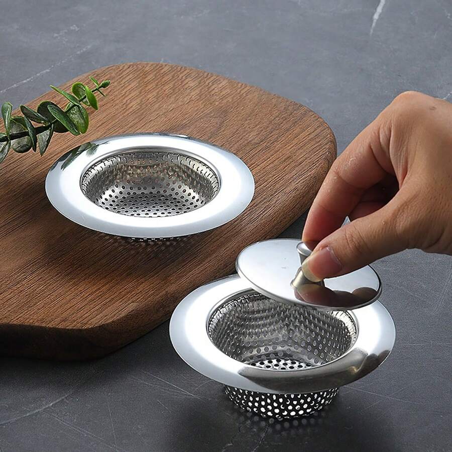 2 Pieces Under Sink Strainer Set (Plus Strainer Cover), Stainless Steel ...