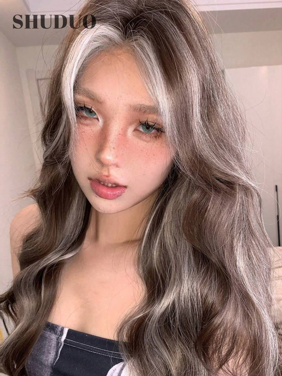 Forehead Shape Lace 5*1, Forehead Lace Long Wave Wig, Center Split Wig ...