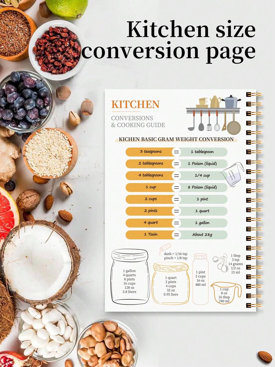 Spiral Bound Blank Cookbook, Personal Recipe Journal, Make Your Own ...