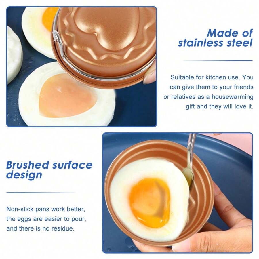 3 Pcs Egg Poacher Cups With Rack Stainless Steel Poached Egg Cooker ...