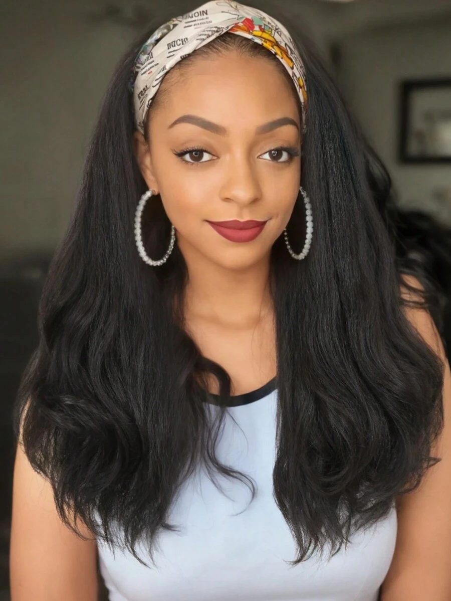 Body Wave Headband Synthetic Hair Wig Glueless None Lace Front Headband ...