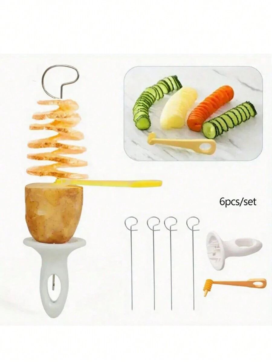 6pcs Whirlwind Potato Slicer Manual Spiral Potato Slicer Rotating ...