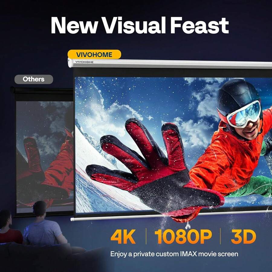 SPECSTAR 100 Inch Manual Pull Down Projector Screen, 16:9 HD ...