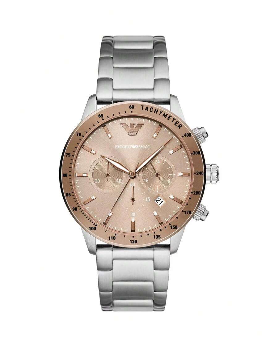 Emporio Armani Mens AR11144 Chronograph Watch Rose Gold Tone Stainless ...