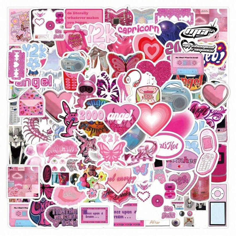 120Pcs Pink Stickers Y2k Stickers 80s 90s Stickers 2000s Stickers Y2k ...