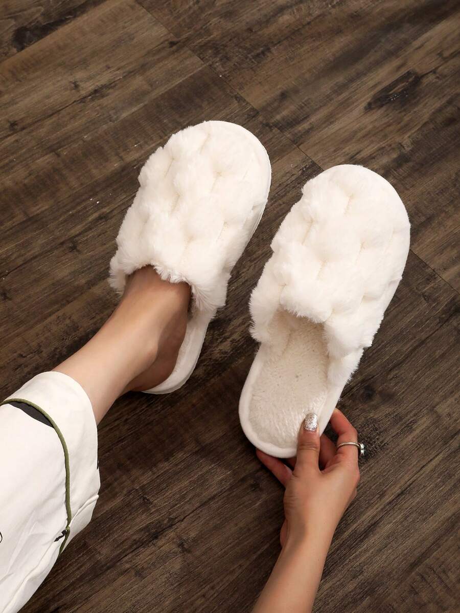 Women Floral Petal Thermal Slippers, Indoor Soft Cozy Anti-Slip Fluffy ...