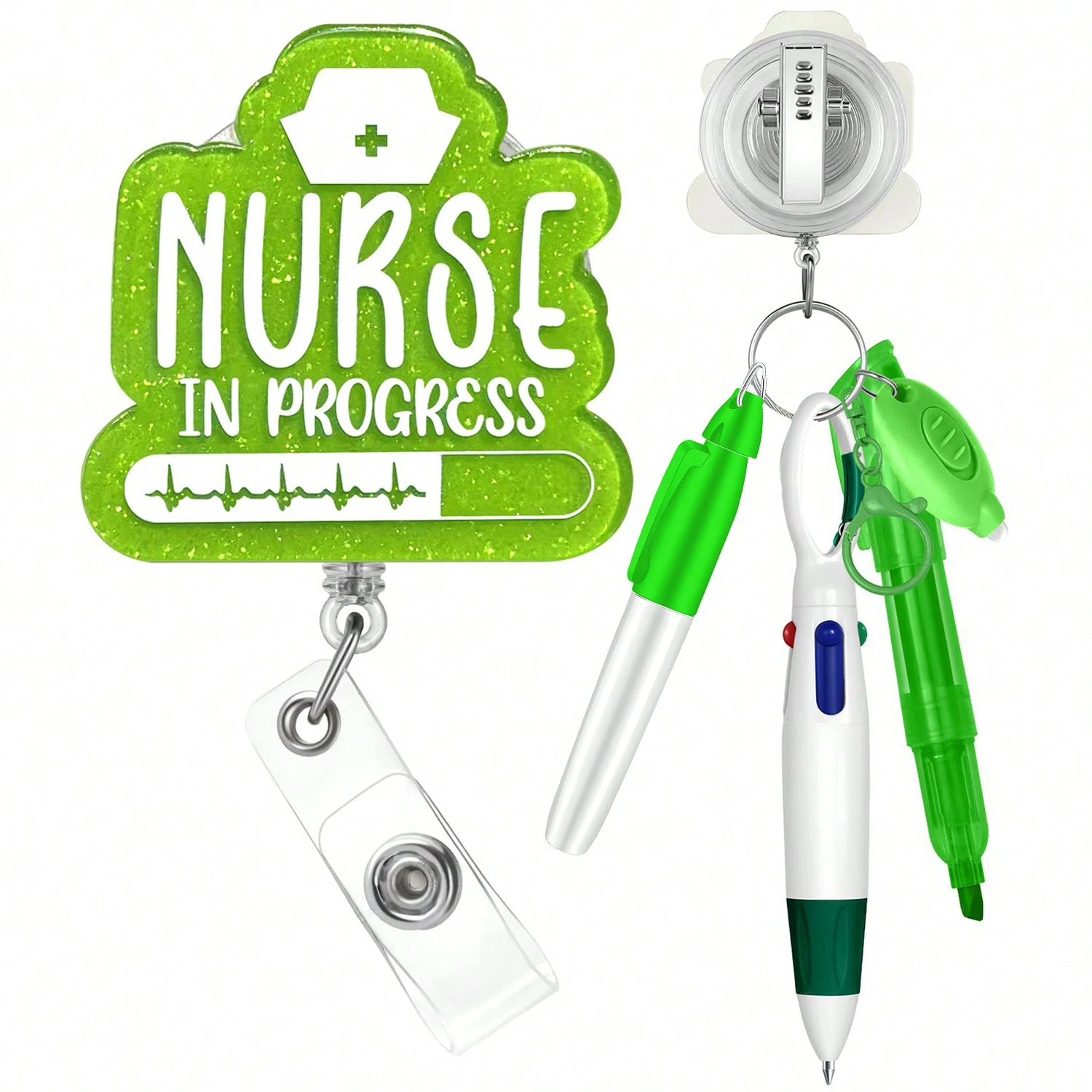 Nurse Pen Set Badge Reel With Alligator Clip - Retractable Mini Nursing ...