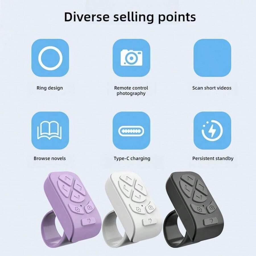 For Remote Control Ring, Wireless Page Turner, Bluetooth Remote Control ...