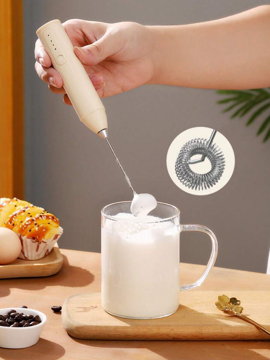 Electric Milk Frother Handheld, Rechargeable Milk Foam Maker, Battery ...