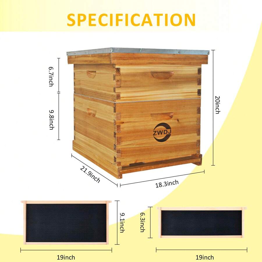 2 Layer 10-Frame Bee Hives And Supplies Starter Kit, Beehive Kit Bee ...