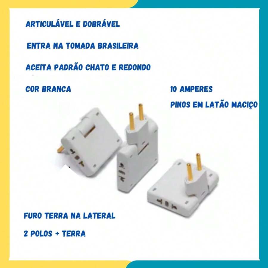 Benjamin White Plug Adapter Articulated Foldable 90 Degrees Gold Pin ...