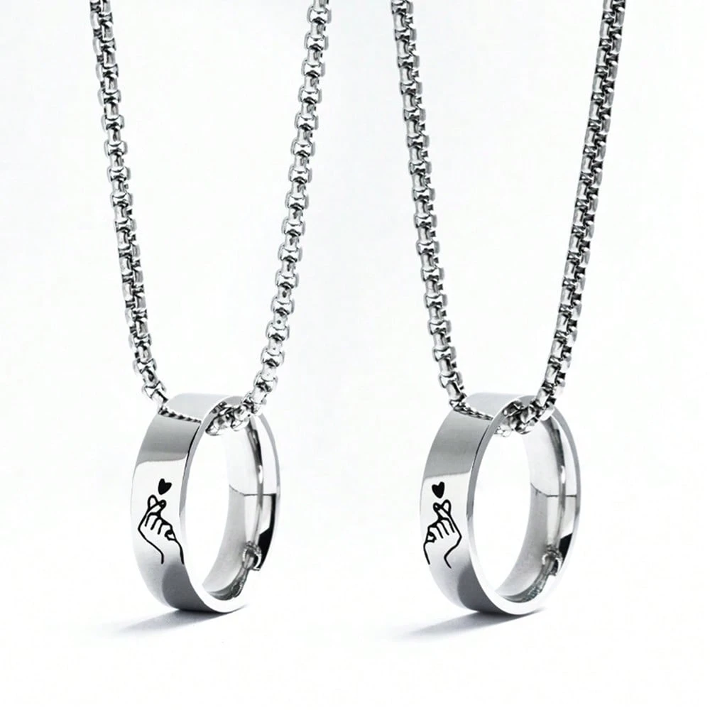 Matching Necklaces For Couples, His And Hers Engraved Rhinestone Ring ...