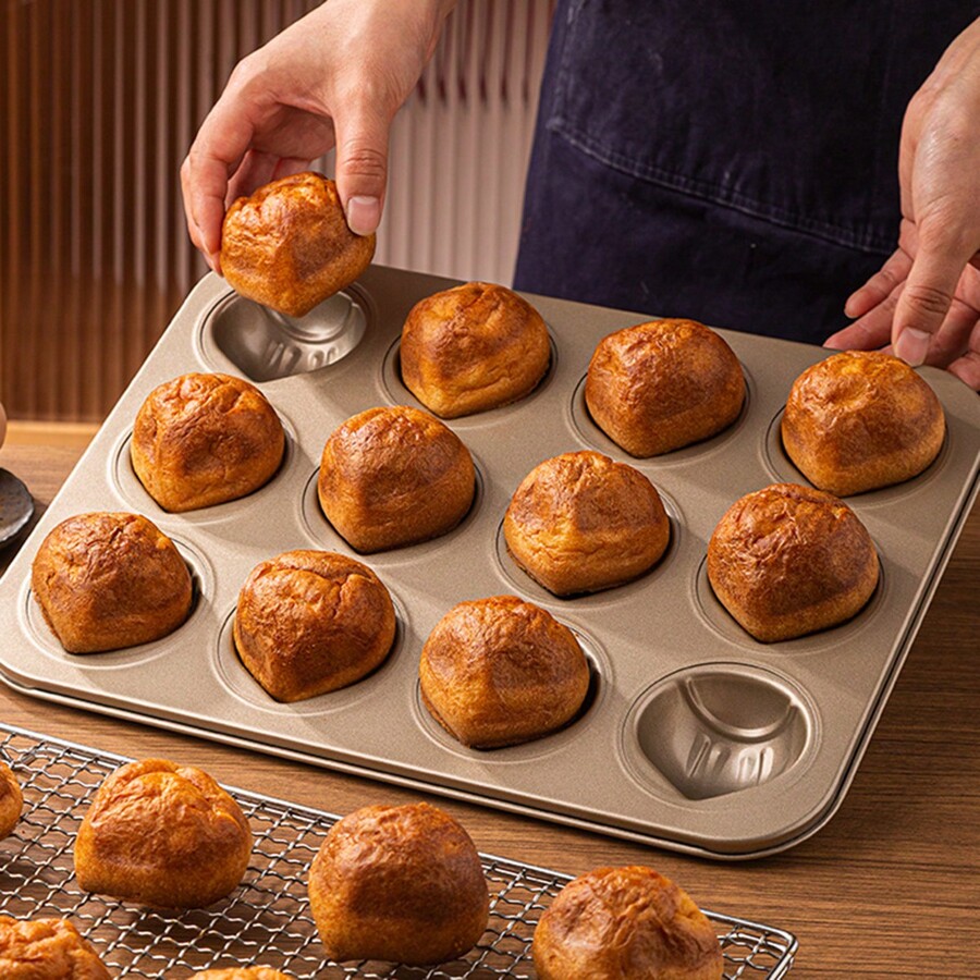 12-Cavity Chestnut Madeleine Mold, Non-Stick Butter Rice Cake Bakeware ...