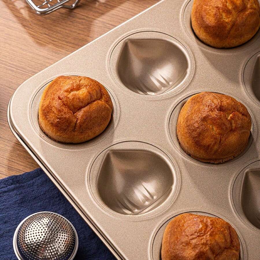 12-Cavity Chestnut Madeleine Mold, Non-Stick Butter Rice Cake Bakeware ...