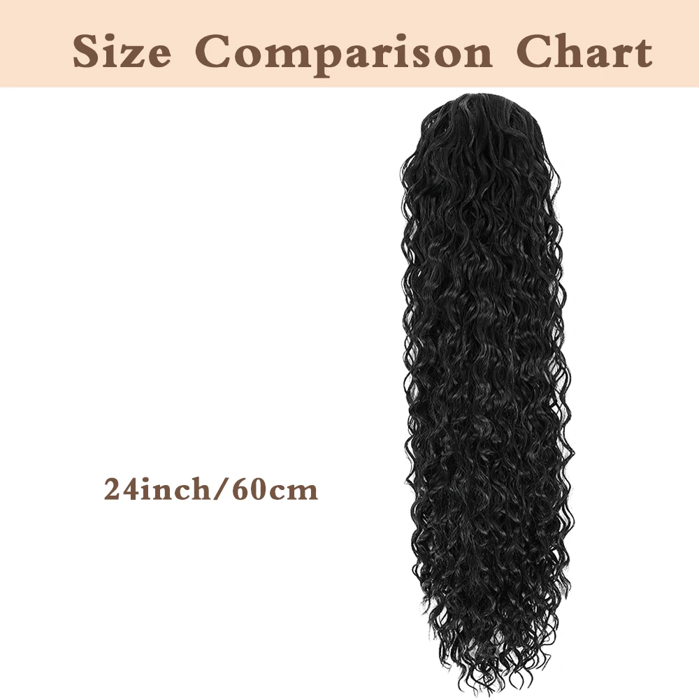 24 Inch Curly Ponytail Extensions Synthetic Deep Wave Drawstring ...
