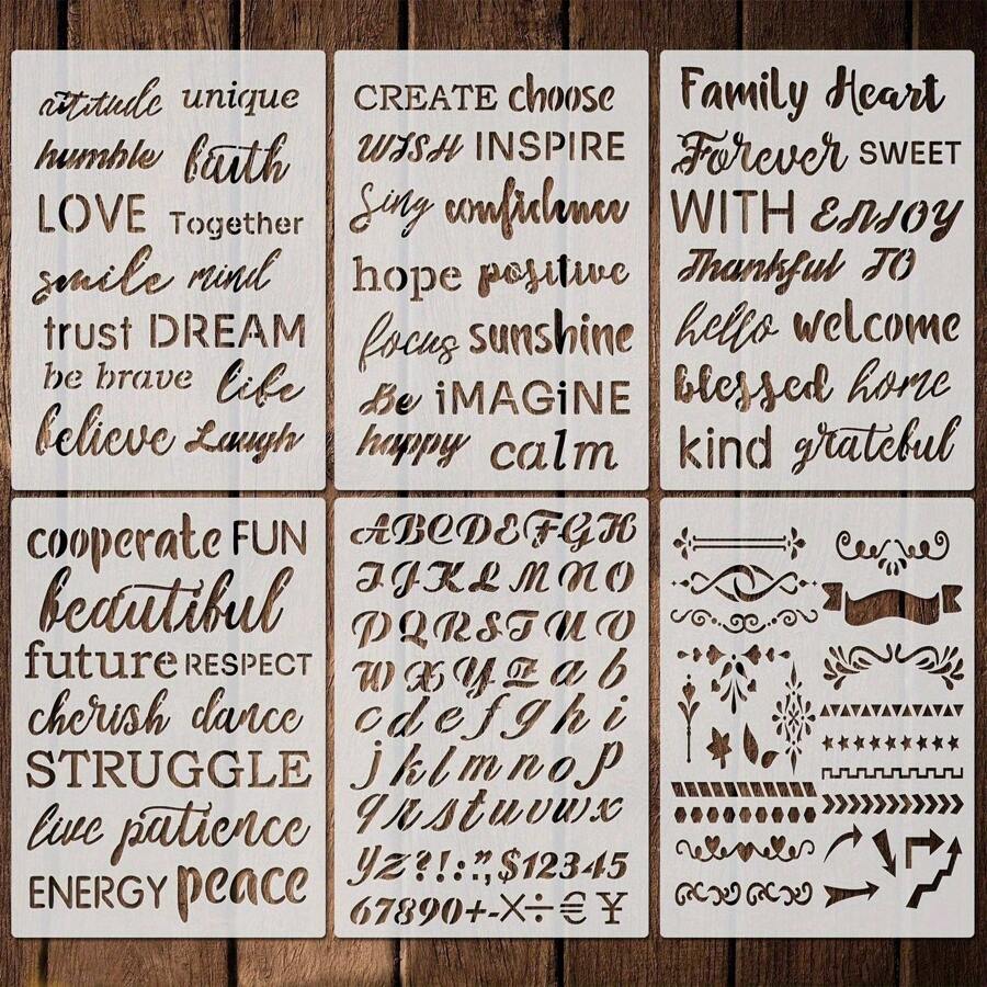 6 Pieces Word Stencils For Painting Decors, 11.8 X 8.3 Inch ...