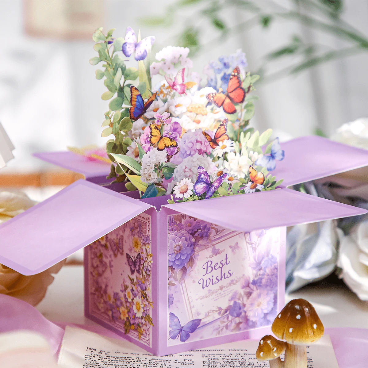 1 Set Of DIY Three-Dimensional Greeting Cards, Flower Language Wishes Series, Exquisite ...