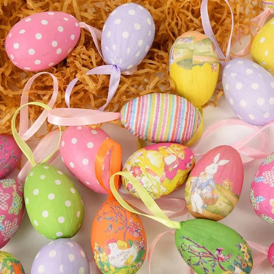 12Pcs Foam Easter Eggs Happy Easter Party Decorations For Home Colorful ...