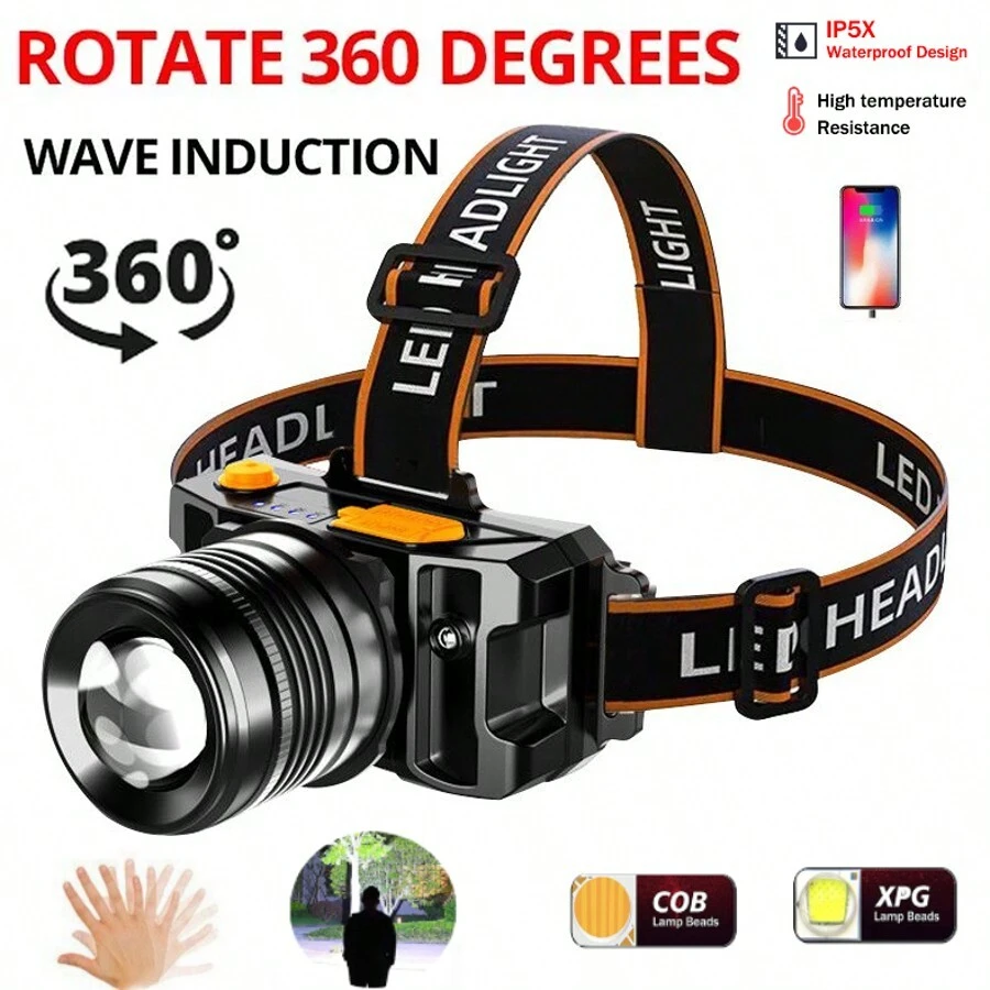 KENSUN 1pc Rechargeable Headlamp 1800mah Super Bright Torch Light T18A ...
