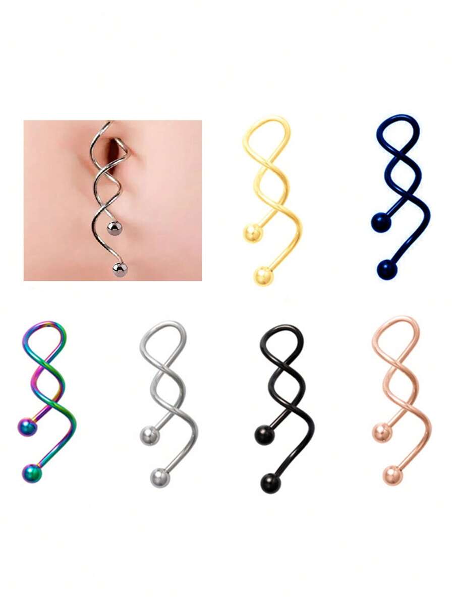 Spiral Twist Belly Button Ring 316L Stainless Steel Body Piercing Ring ...