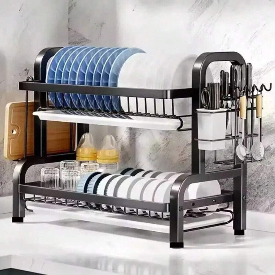 2024 NEW Dish Drying Rack 2-Tier Compact Kitchen Dish Rack Drainboard ...