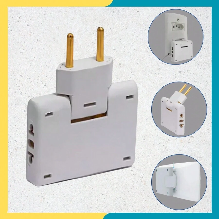 Benjamin White Plug Adapter Articulated Foldable 90 Degrees Gold Pin ...