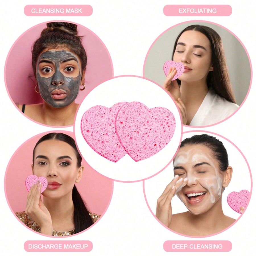 20Pieces Heart Compressed Shaped Facial Sponges Soft, Gentle ...