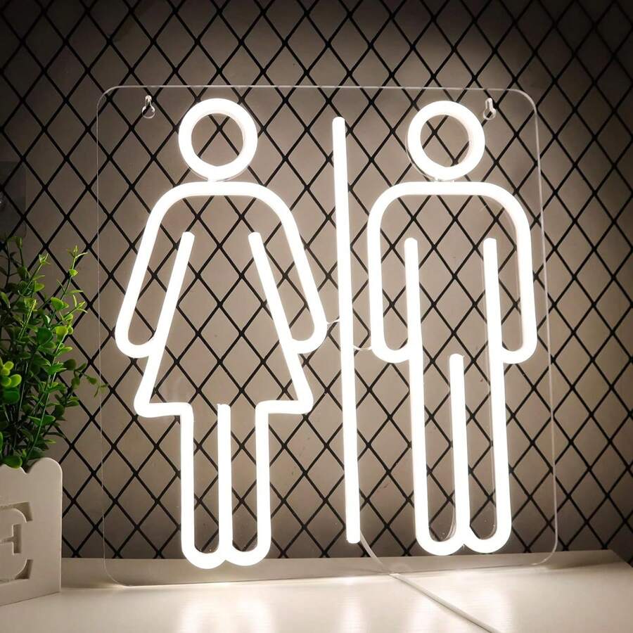 Letreros de neón para baños, letreros LED de baño para negocios, señal ...