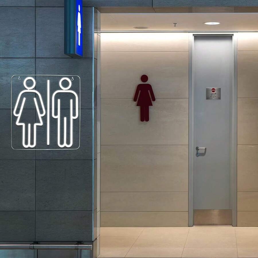 Letreros de neón para baños, letreros LED de baño para negocios, señal ...