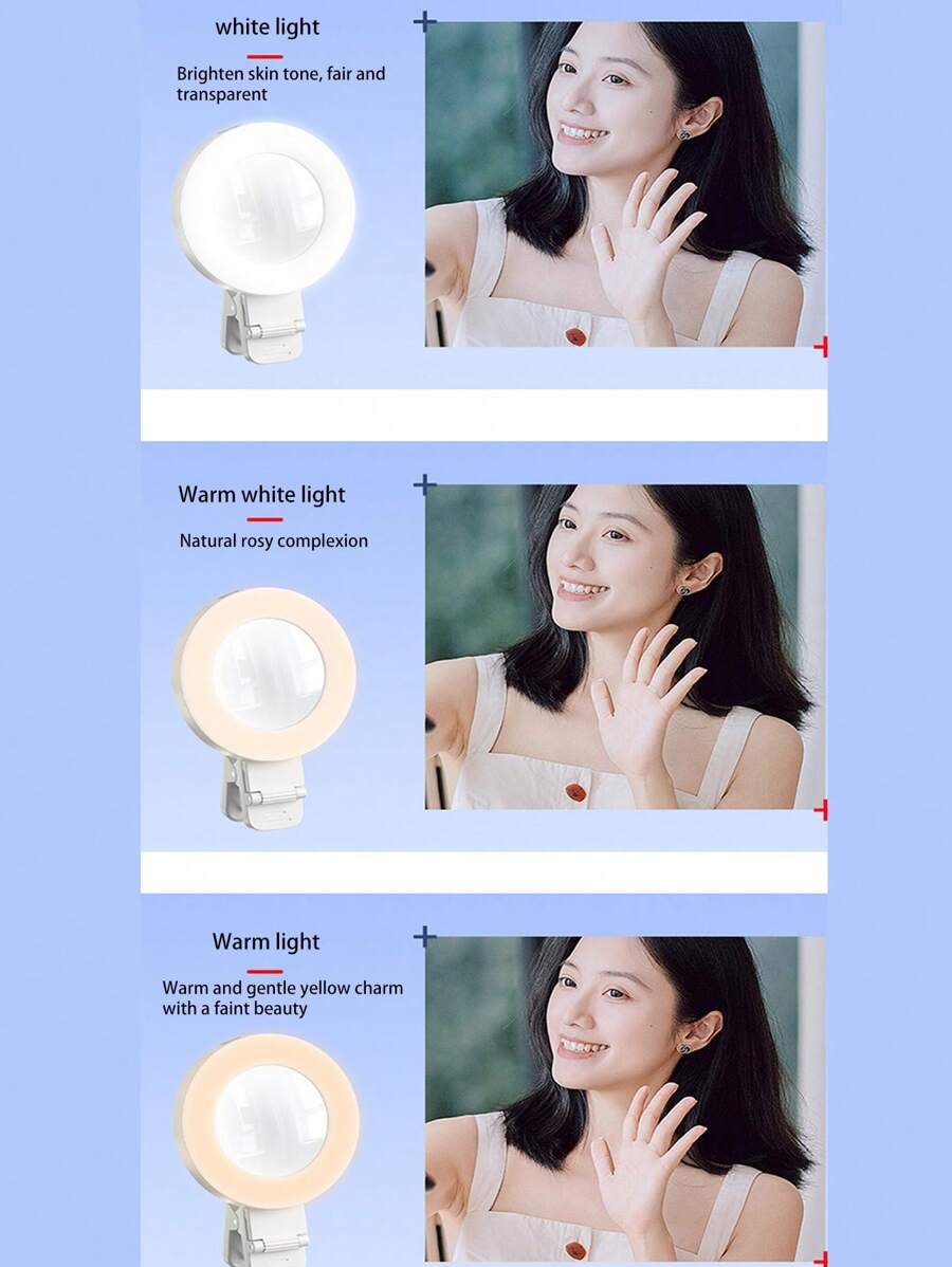 Live Streaming & Selfie Lighting Kit, Rear Selfie Mirror & Clip-On Lighting, Optimize Shooting ...