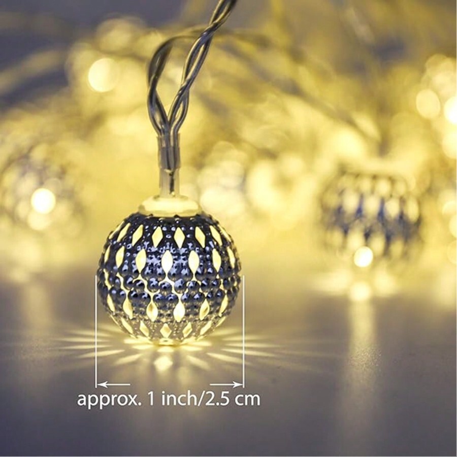 Moroccan Style Battery Operated LED Globe String Lights With Timer ...