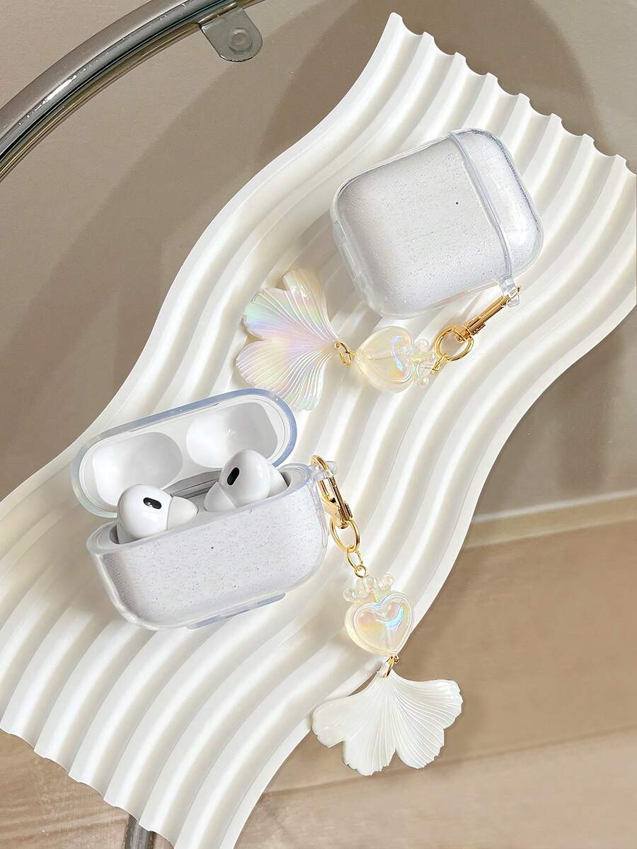 1pc Glitter Airpods Pro 2 Case + Ginkgo Charm, Compatible With Airpods ...