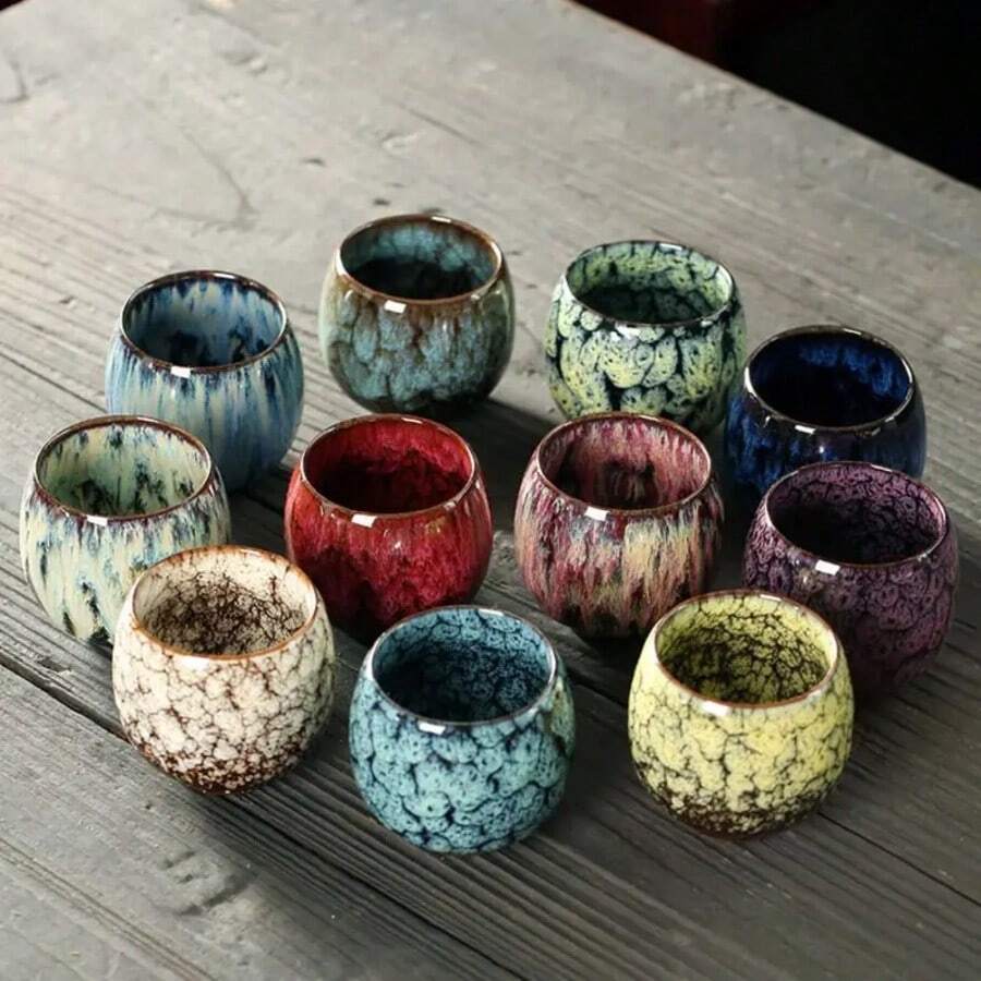 Japanese Style Tea Cup Kiln Transformation Ceramic Espresso Cup Porcelain Kung Fu Teacup Pottery ...