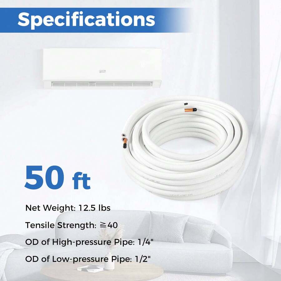 Lifezeal 25/50 FT Air Conditioning Copper Tubing Hose Extension For ...