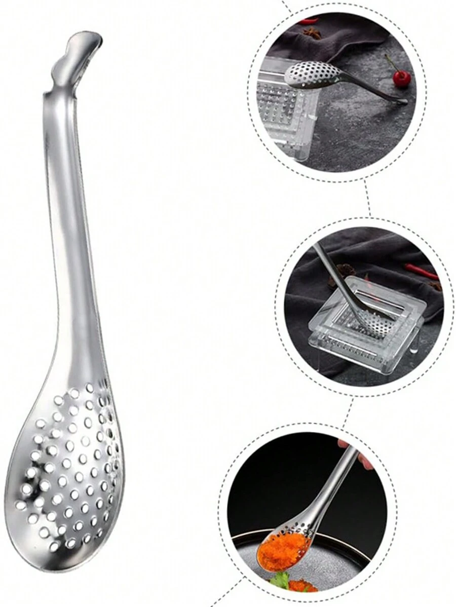 Stainless Steel Colander Spoon, Silicone Caviar Sauce Colander ...