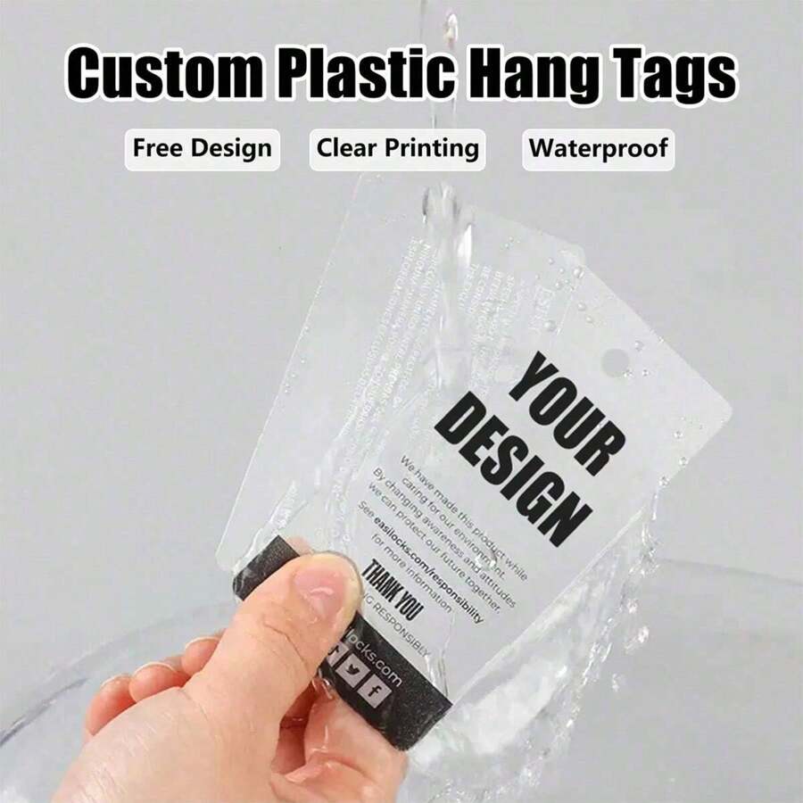 50 PCS 2x3.5 Inch Custom Frosted PVC Hang Tags With Nylon String, Luxury Printed Plastic Swing ...