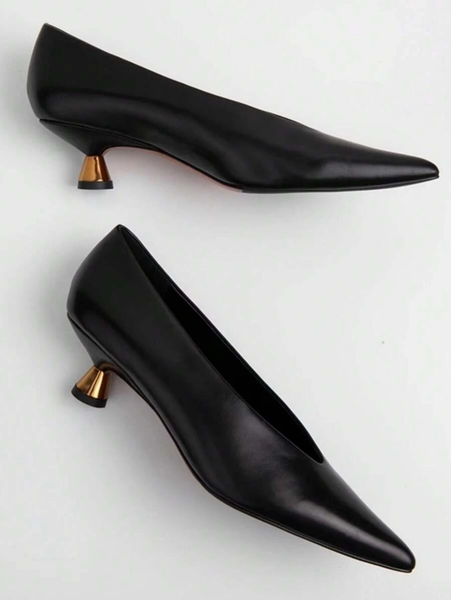New Spring 2024 Pointed Toe Deep V Patent Leather Low Heel Pumps For ...