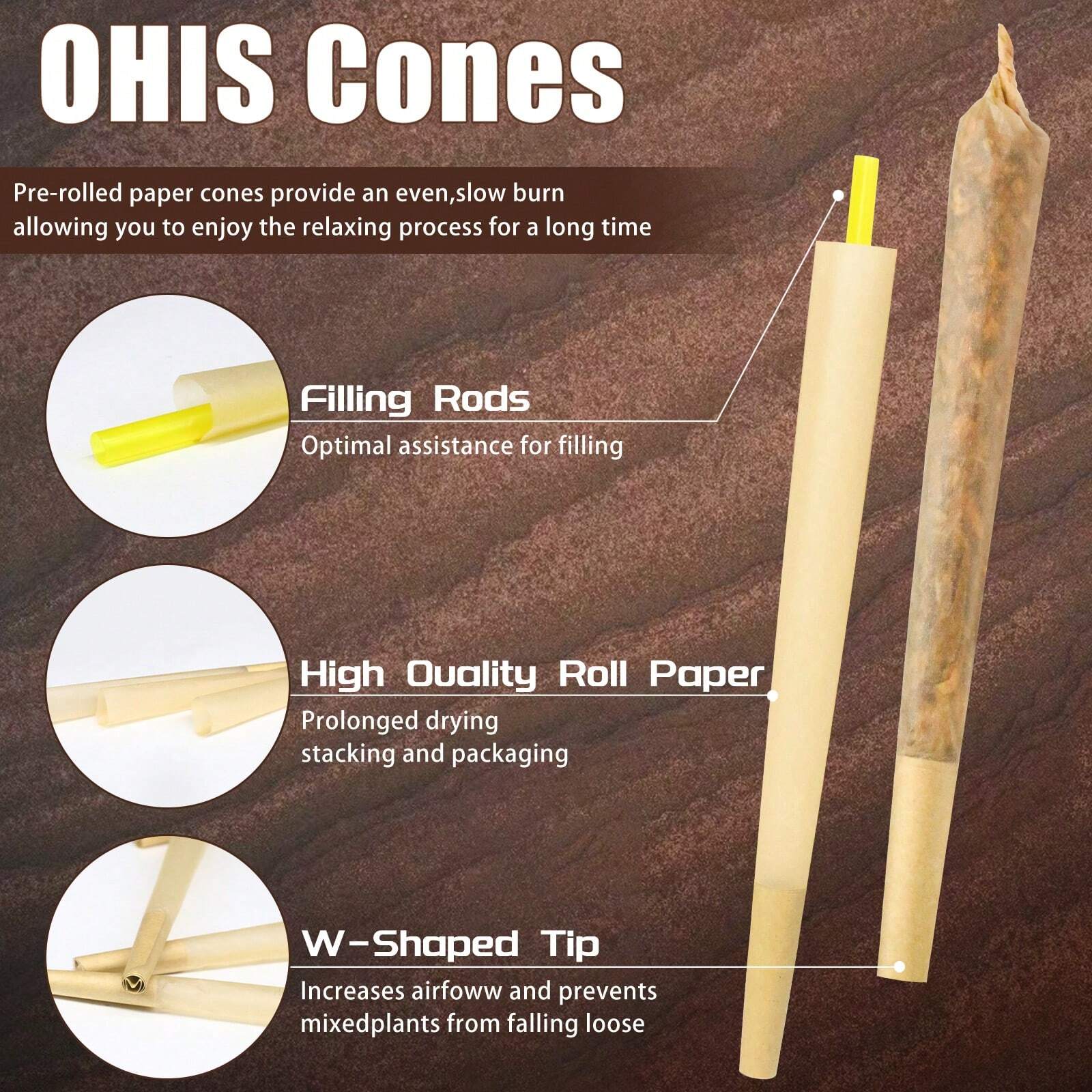 OHIS 50pcs Extra Large Size Pre-Rolled Paper Tubes In Various Colors ...