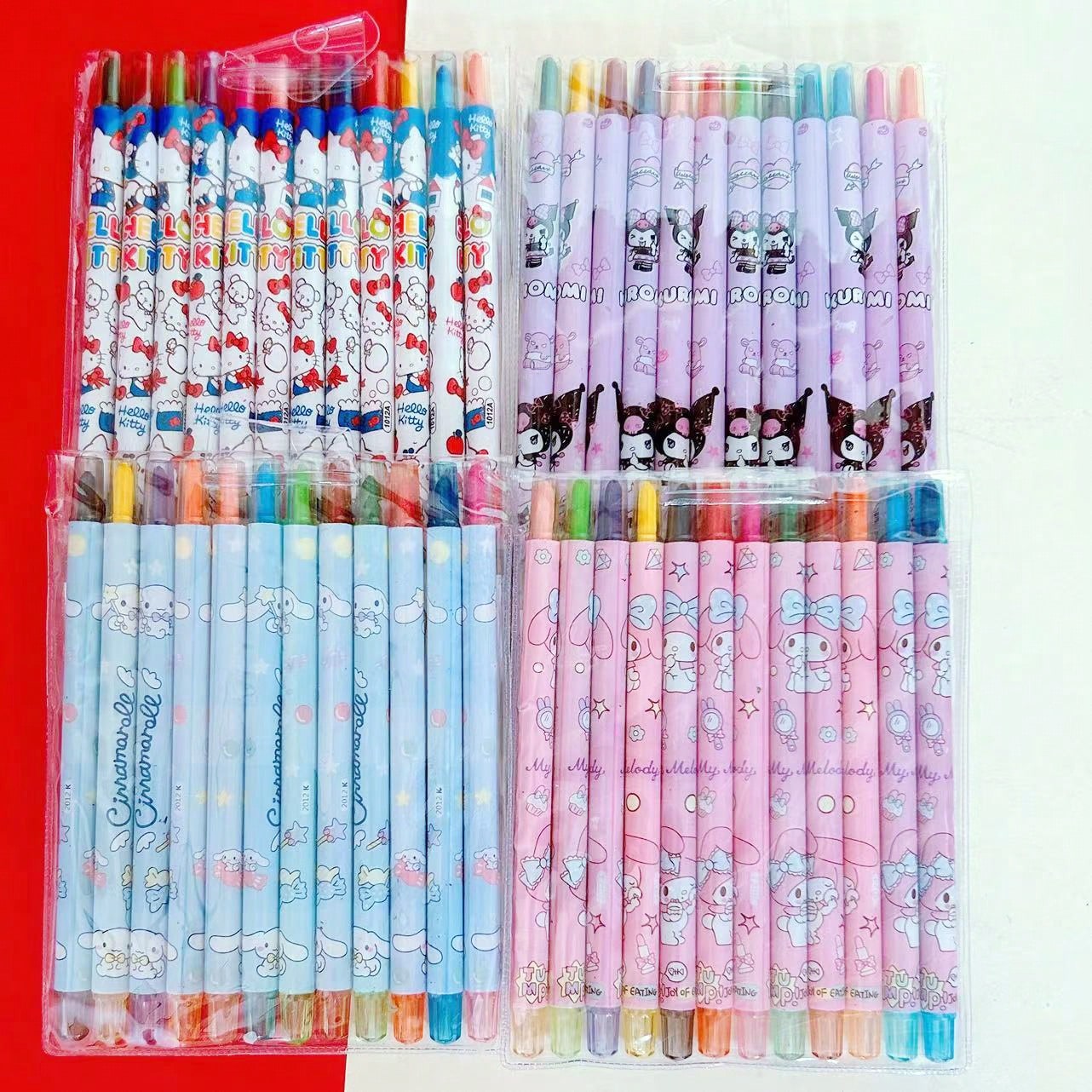 Sanrio 12 Colors Cute Cartoon Kuromi Wax Crayons, Children Stationery ...